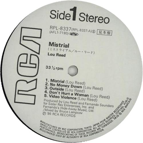 Lou Reed Mistrial Japanese Promo vinyl LP album (LP record) (200359)