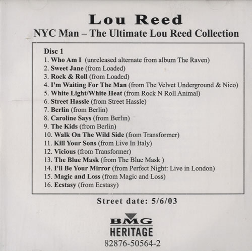 Lou Reed NYC Man - The Ultimate Lou Reed Collection US Promo CD-R ...