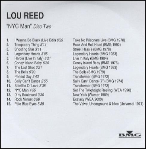 Lou Reed NYC Man UK Promo CD-R acetate (247880)