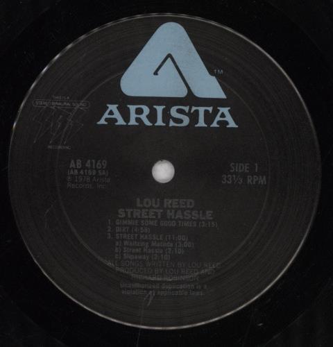 Lou Reed Street Hassle US vinyl LP album (LP record) (98768)