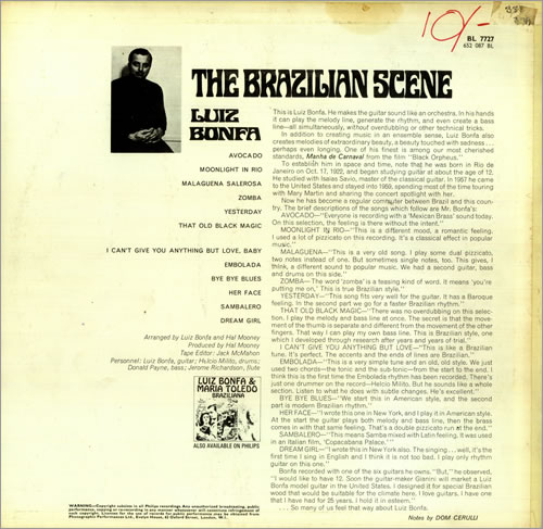 Luiz Bonfá The Brazilian Scene UK vinyl LP album (LP record) (448511)