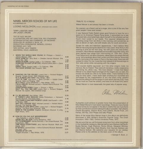 Mabel Mercer Echoes Of My Life US 2-LP vinyl record set (Double LP ...