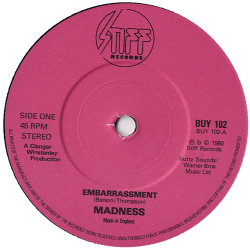 Madness Embarrassment - P/S - Pink Label UK 7" vinyl single (7 inch ...