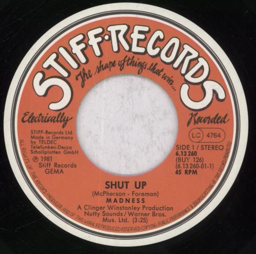 Madness Shut Up - Promo Sleeve German 7" vinyl single (7 inch record ...