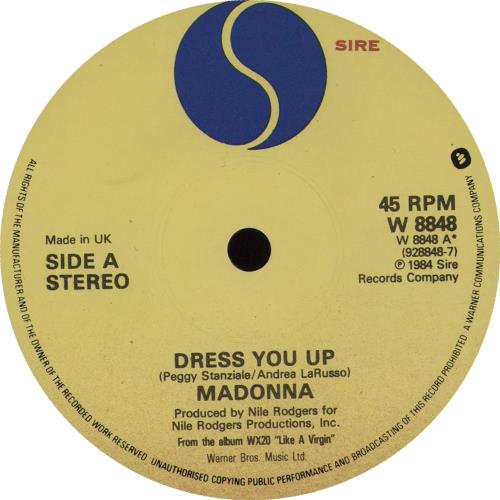 Madonna Dress You Up - Yellow Sire Label & Card Sleeve UK 7" vinyl ...