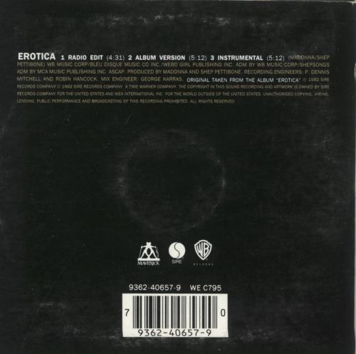 Madonna Erotica French CD single (CD5 / 5") (864844)
