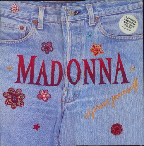 Madonna Express Yourself - Stickered Zipper sleeve UK 7" vinyl single ...