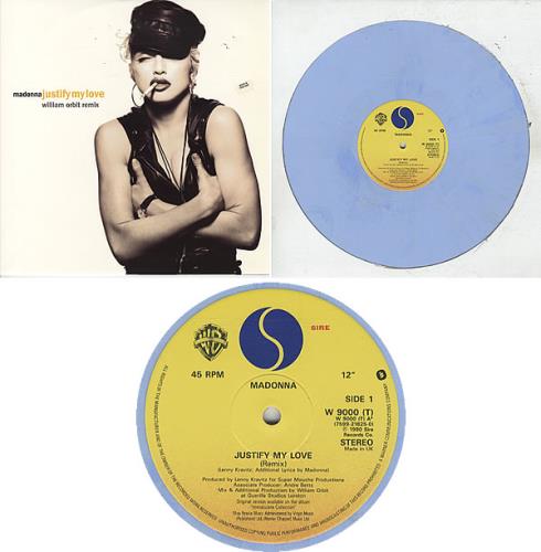 Madonna Justify My Love - Pale Blue Vinyl UK 12" vinyl single (12 inch record / Maxi-single) (20235)