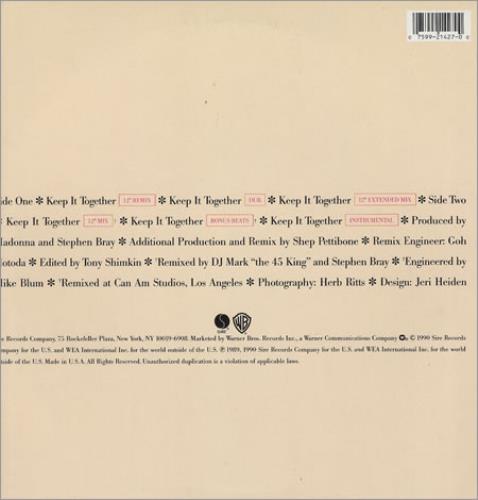 Madonna Keep It Together - Opened shrink US 12" vinyl single (12 inch ...