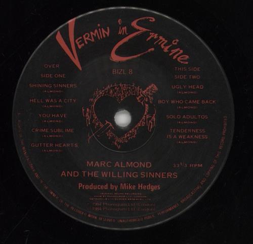 Marc Almond Vermin In Ermine - Gold promo stamped UK vinyl LP album (LP ...