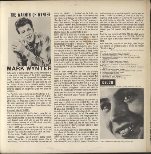 Mark Wynter The Warmth Of Wynter UK vinyl LP album (LP record) (858104)