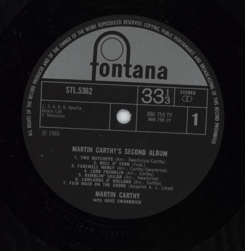 Martin Carthy Second Album - Mono Sleeve UK vinyl LP album (LP record ...