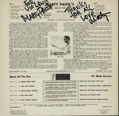 Marty Paich Marty Paich Trio - Autographed US vinyl LP album (LP record ...