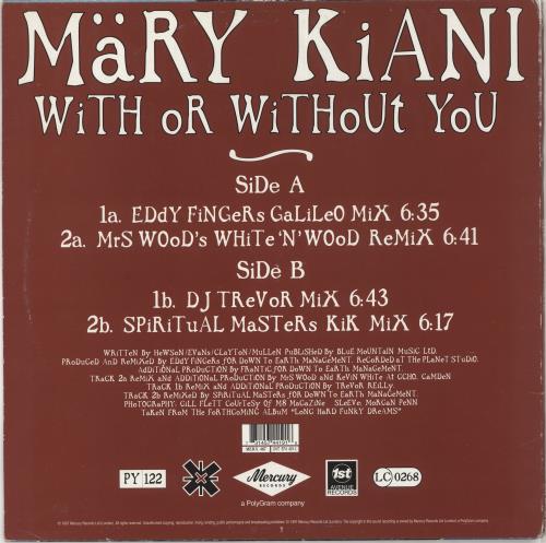 Mary Kiani With Or Without You UK 12" vinyl single (12 inch record / Maxi-single) (724508)