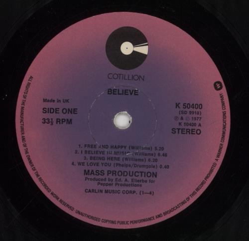 Mass Production Believe UK vinyl LP album (LP record) (524805)