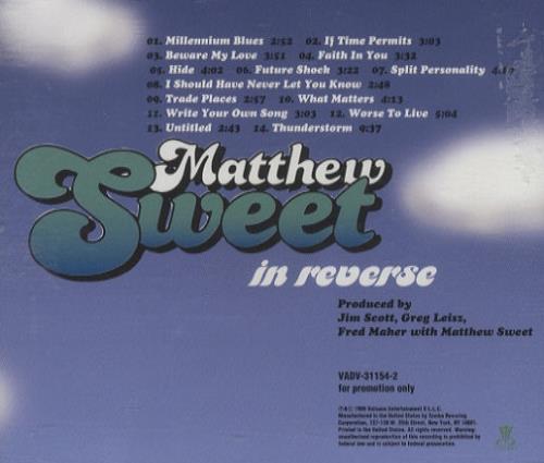 Matthew Sweet In Reverse US Promo CD album (CDLP) (154515)