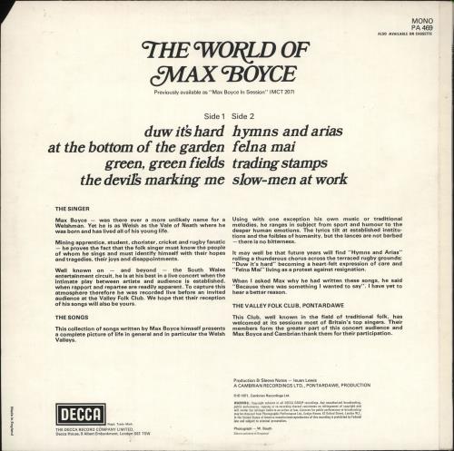 Max Boyce The World Of Max Boyce UK vinyl LP album (LP record) (726480)