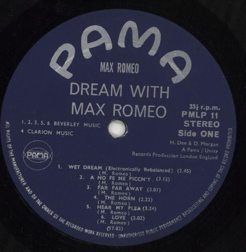 Max Romeo A Dream UK vinyl LP album (LP record) (732210)