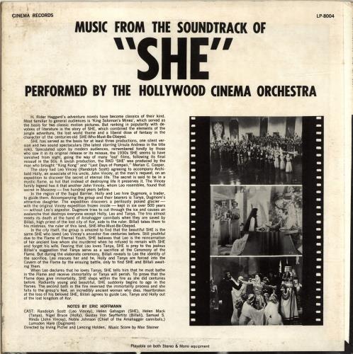 Max Steiner She Canadian vinyl LP album (LP record) (693411)