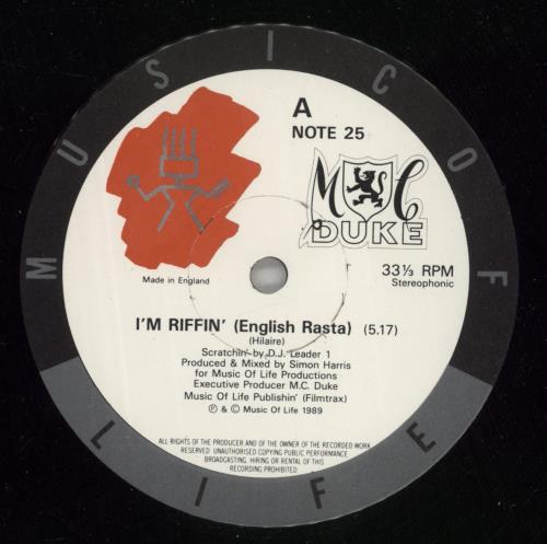 MC Duke I'm Riffin' (English Rasta) UK 12" vinyl single (12 inch record ...