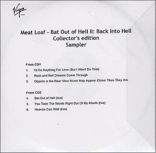Meat Loaf Bat Out Of Hell II: Back Into Hell - Collector's Edition UK Promo CD-R acetate (382395)