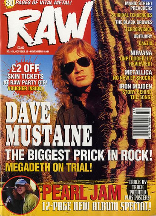 Megadeth Raw - October 26 - November 8, 1994 UK magazine (483192) NO.161