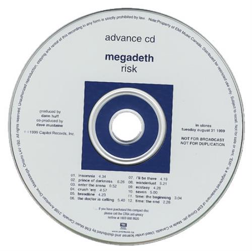 Megadeth Risk Canadian Promo CD album (CDLP) (365423)