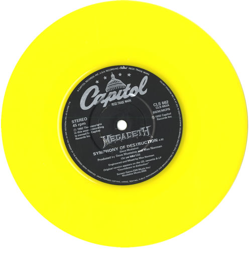 Megadeth Symphony Of Destruction - Yellow Vinyl UK 7" vinyl single (7 ...