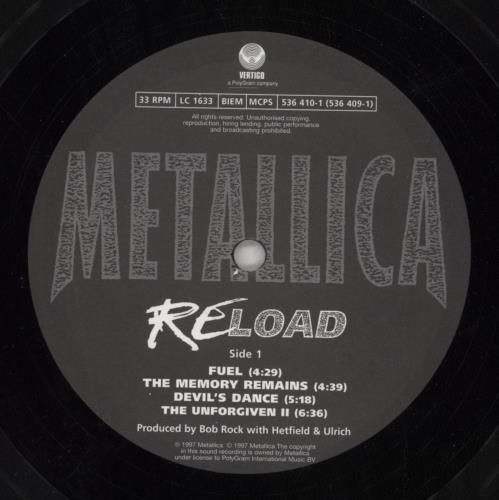Metallica Reload UK 2-LP vinyl record set (Double LP Album) (596905)