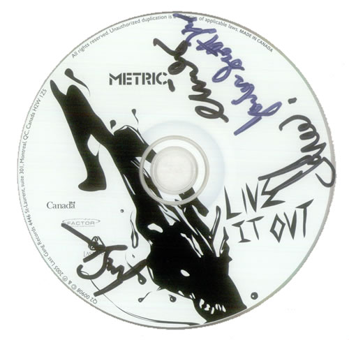 Metric Live It Out - Fully Autographed US CD album (CDLP) (461269)