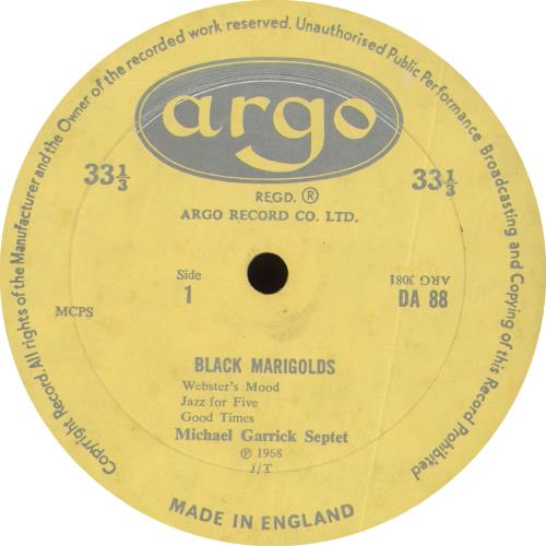 Michael Garrick Black Marigolds UK vinyl LP album (LP record) (442414)