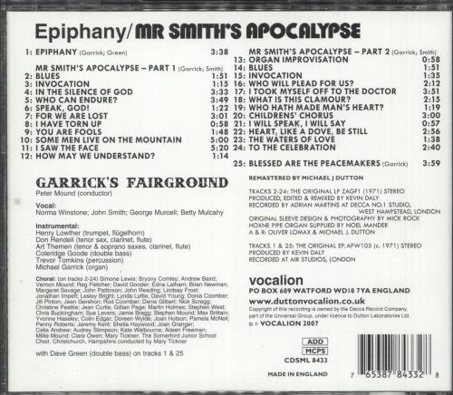 Michael Garrick Mr Smith's Apocalypse UK CD album (CDLP) (736445)