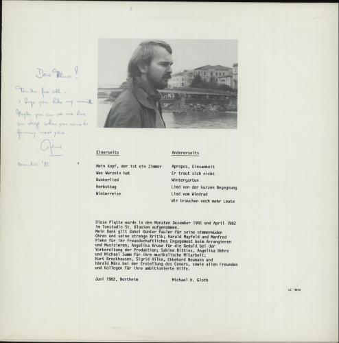 Michael H. Gloth Winterreise - Autographed German vinyl LP album (LP ...