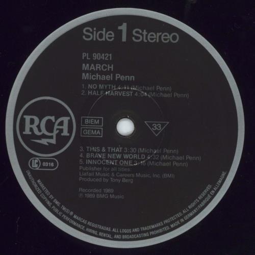 Michael Penn March German vinyl LP album (LP record) (817656)