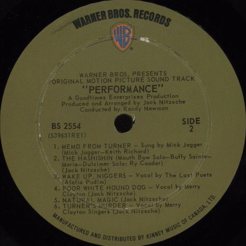 Mick Jagger Performance Canadian vinyl LP album (LP record) (679742)