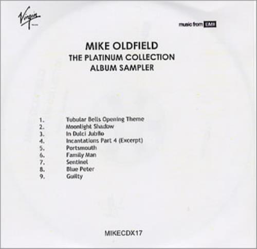 Mike Oldfield The Platinum Collection - Album Sampler UK CD-R acetate ...