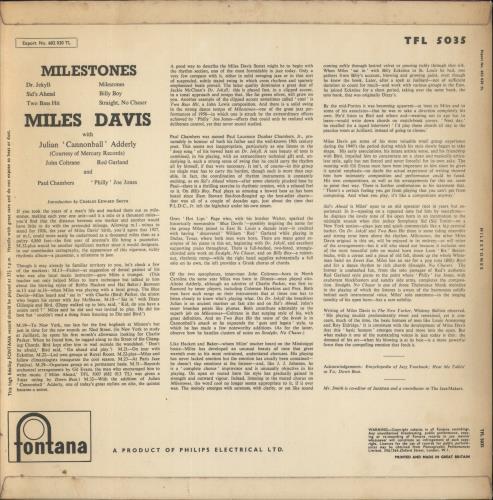 Miles Davis Milestones UK vinyl LP album (LP record) (859408)