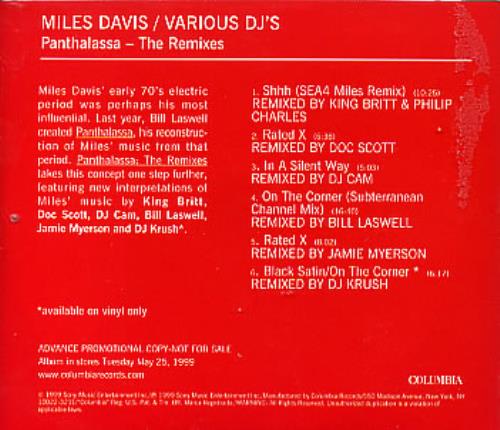 Miles Davis Panthalassa - The Remixes US Promo CD album (CDLP) (145737)