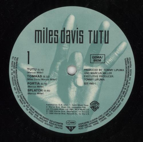 Miles Davis Tutu + Inner German vinyl LP album (LP record) (314144)