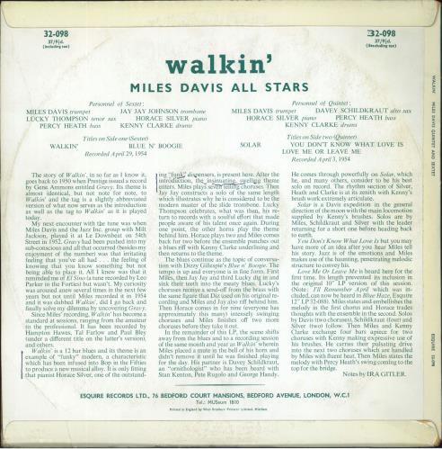 Miles Davis Walkin' UK vinyl LP album (LP record) (529490)