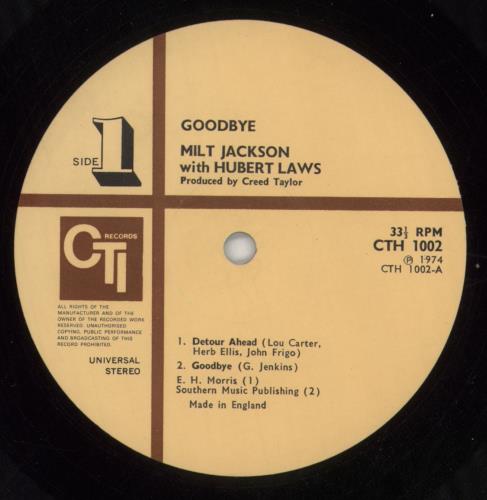 Milt Jackson Goodbye UK vinyl LP album (LP record) (470445)