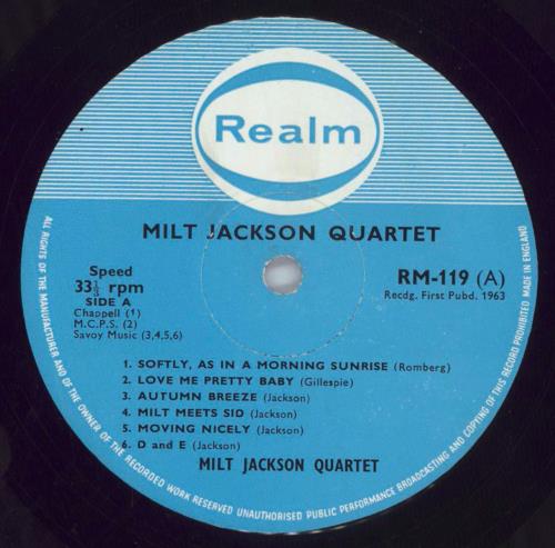 Milt Jackson Milt Jackson Quartet UK vinyl LP album (LP record) (820048)