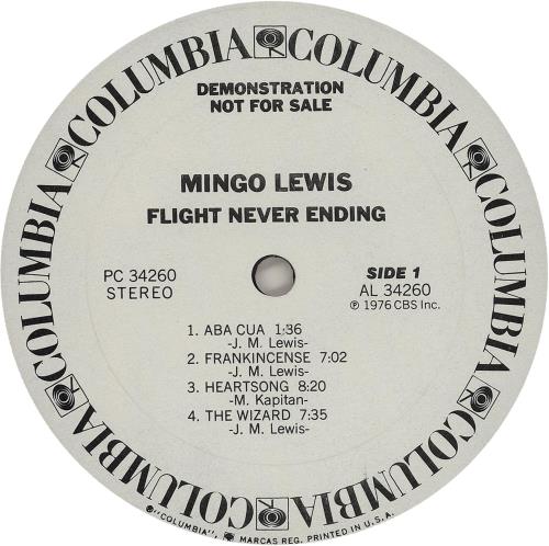 Mingo Lewis Flight Never Ending US Promo vinyl LP album (LP record ...
