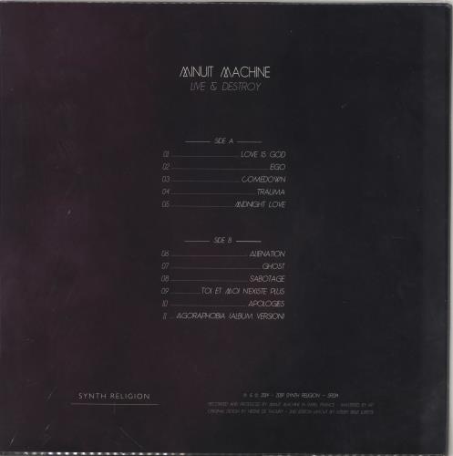 Minuit Machine Live and Destroy - Clear and Black Vinyl French vinyl LP ...