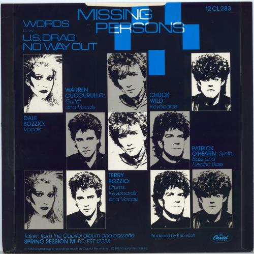 Missing Persons Words UK 12" vinyl single (12 inch record / Maxi-single ...
