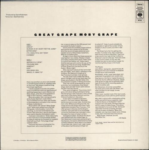 Moby Grape Great Grape UK vinyl LP album (LP record) (766242)