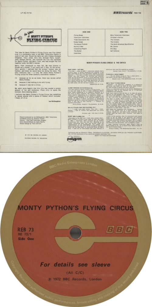 Monty Python Monty Python's Flying Circus New Zealand vinyl LP album ...