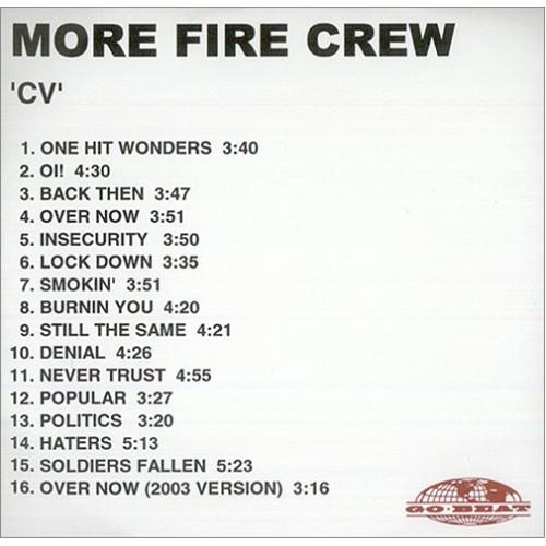 More Fire Crew CV UK Promo CD-R acetate (269161)