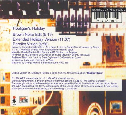 Motley Crue Hooligan's Holiday - Digipak UK CD single (CD5 / 5") (26751)