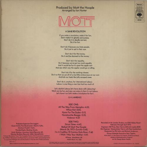 Mott The Hoople Mott - 1st + Inner - EX UK vinyl LP album (LP record) (386286)